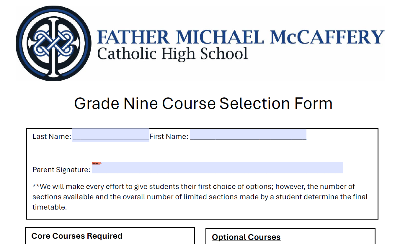 Forms - Father Michael McCaffery Catholic High School